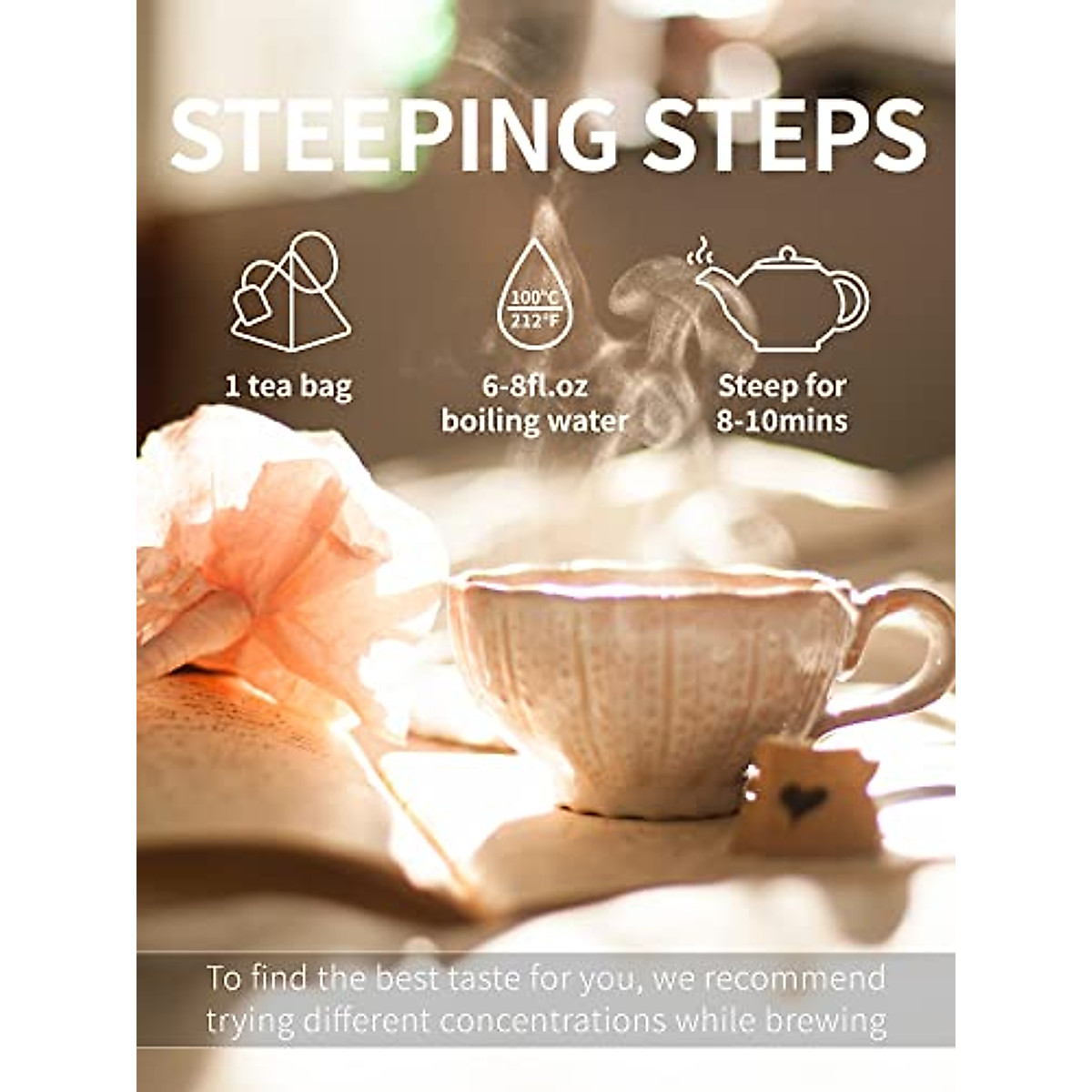 TeeLux Mullein Leaf Tea Bags, 3g/Bag, Natural Mullein Leaves, Caffeine Free, Pure Mullein Herbal Tea, 60 Tea Bags