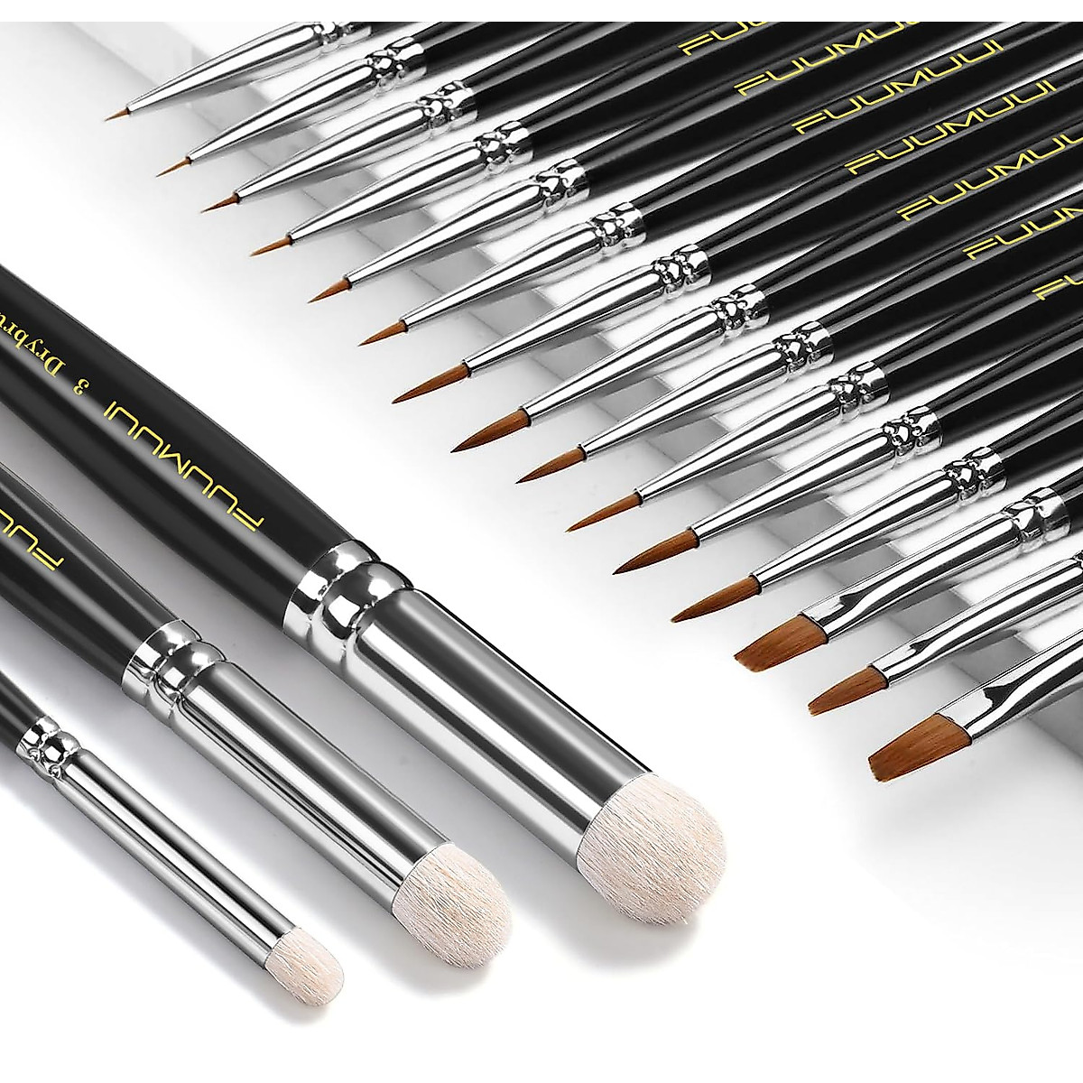 Miniature Model Paint Brushes Drybrush Set 18pcs for Effect, Fine Tip Model Painting - Professional Dry Brush Detail Paint Brushes for Tabletop & Miniature Acrylic, Watercolor, Oil Painting