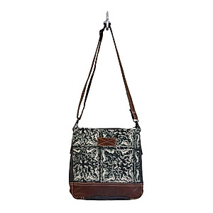 Myra Bag Labyrinthian Small & Crossbody Bag Upcycled Cotton & Leather S-2869