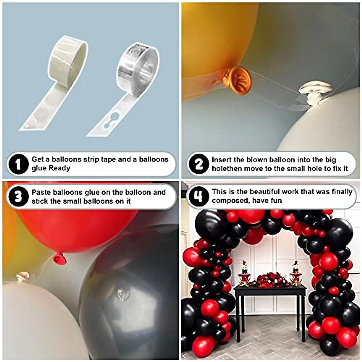 Black Balloon Garland Arch Kit - 121 pcs - Black 5/10/12/18 different sizes of Black latex Balloon Arch Kit, perfect for Birthday Party, Graduation, Baby Shower, Wedding Decoration (black balloons)