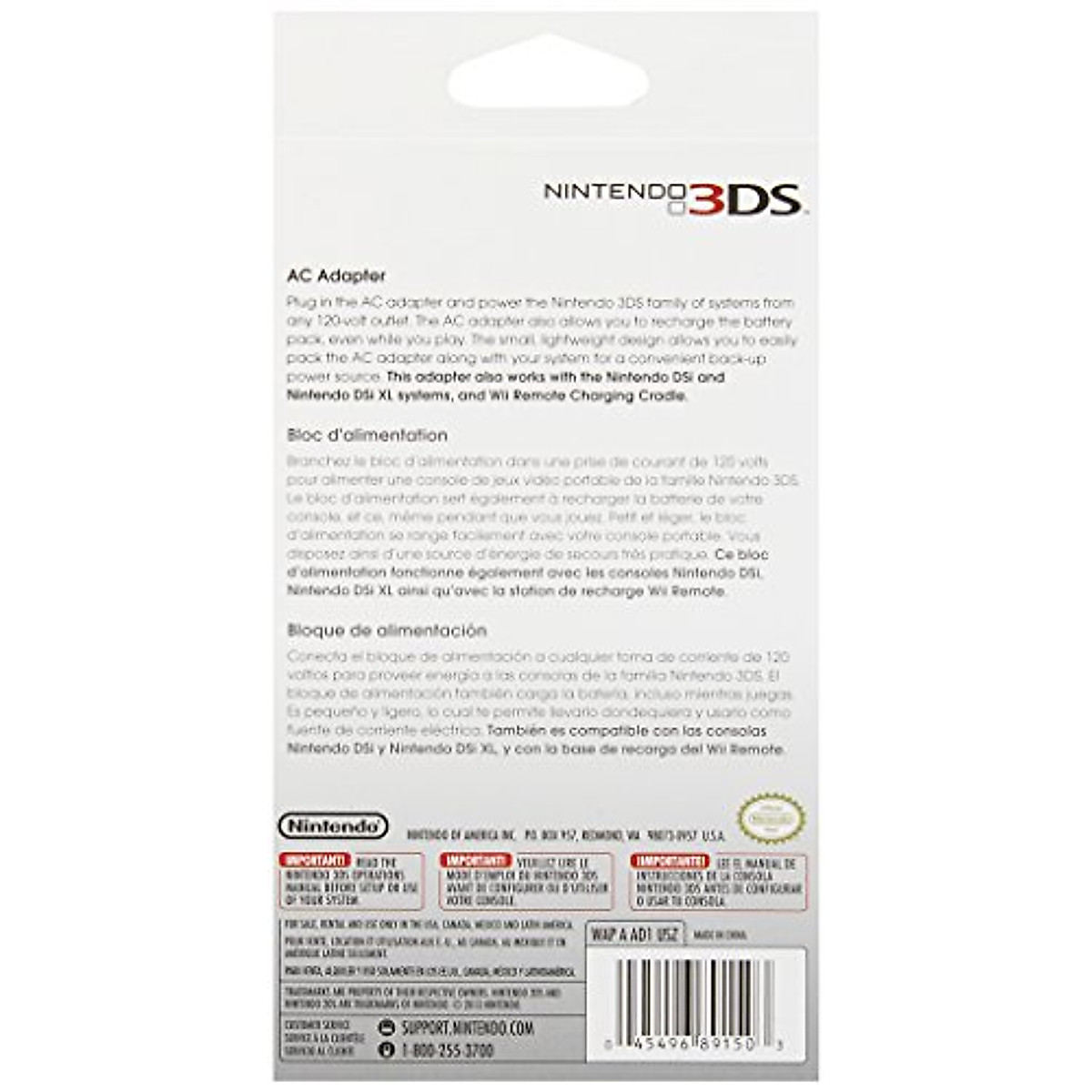 Nintendo 3DS Compatible with 3DS / 3DS XL / 2DS AC Adapter