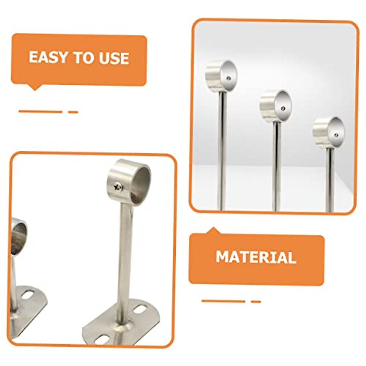 Operitacx 2pcs Pole Crane Curtain Rod Silver Heavy Duty Brackets Universal Socket Flange Rod Stainless Steel Closet Rod Closet Rod Support Universal Wall Mount Holder Shower Rods Holder Pole