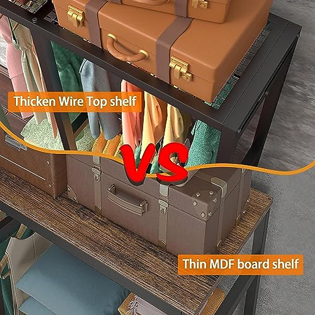 Heavy Duty Clothing Rack, Free-Standing Metal Clothing Rack, Heavy Duty Garment Rack Max Load 550lbs,Free Standing Closet, Full Metal Clothes Rack,72"*47"*18"