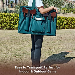 SpexDarxs Giant 4 in A Row Game, Wooden Jumbo 4-to-Score Set for Indoor & Outdoor Family Fun-Line Up Four Travel Board Games with 42 Coins & Ring Holders & Carrying Bag