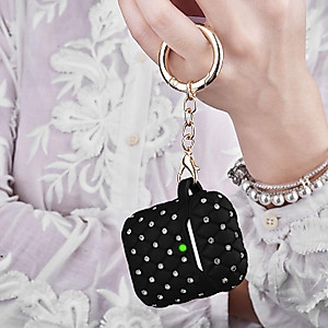 CAGOS for Airpod Case 2nd/1st Generation, Cute Rhinestone Airpods Case Protective Cover Accessories Keychain Compatible with Airpods Gen 2 1st Case Women Girls, Black