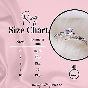 Maya's Grace Womens Silver CZ Crystal Engagement Wedding Ring Band 2 Piece Set