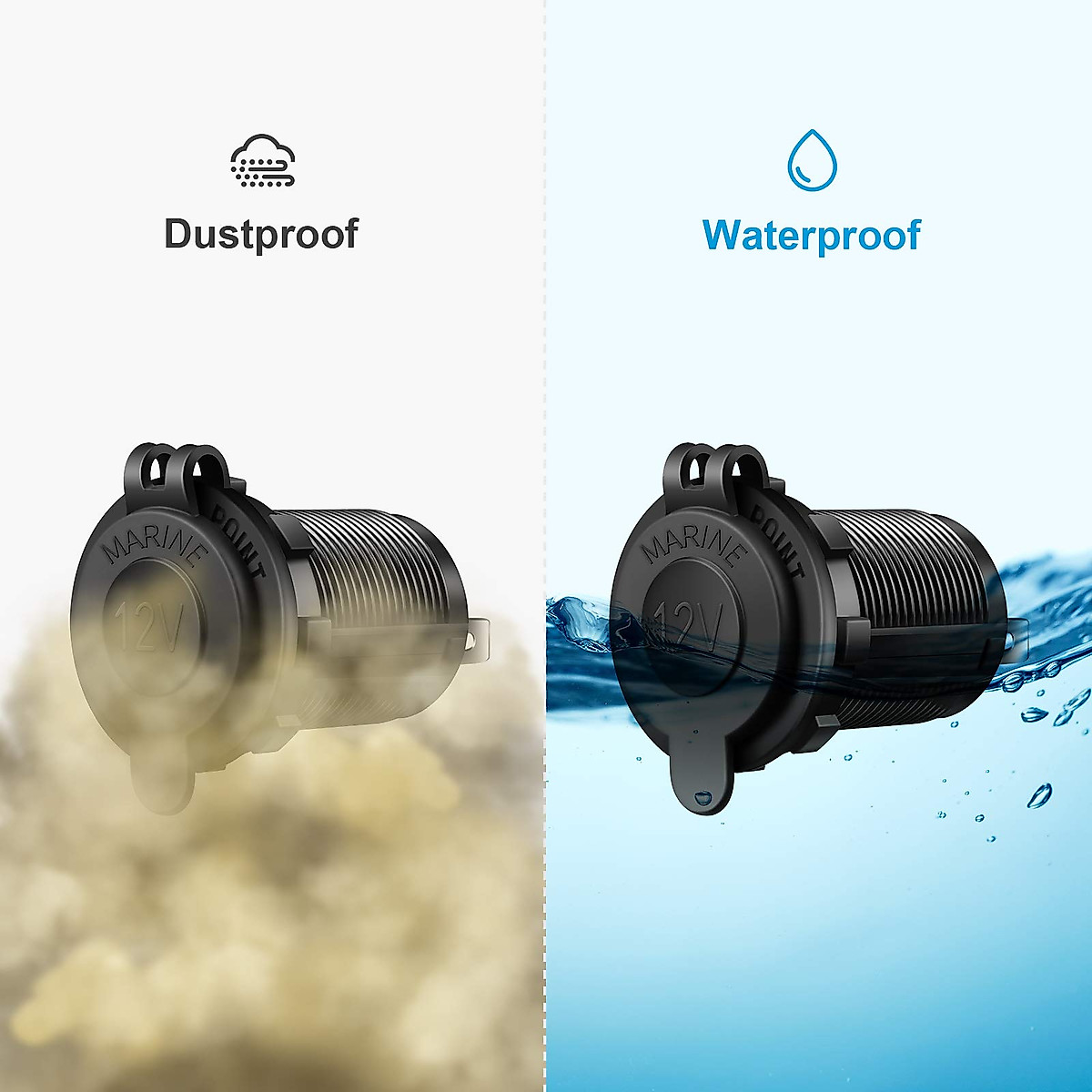 12V Cigarette Lighter Socket Car Marine Motorcycle ATV RV Lighter Socket Power Outlet Socket Receptacle Waterproof Plug(3 Pack)