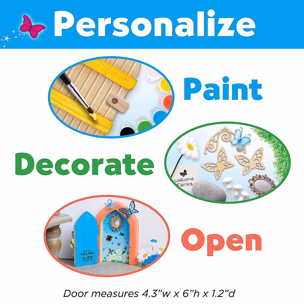 Creativity for Kids Butterfly Fairy Door Kit - Painting Arts and Crafts for Kids, Creative Gifts for Girls and Boys Age 6-7+ Yellow
