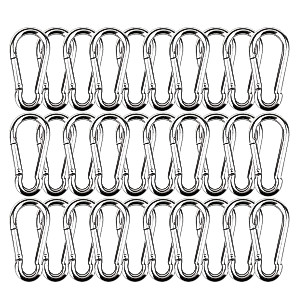 30 Packs Spring Snap Hook M5 1.97inch Stainless Steel 304 Carabiner Clips Keychain Heavy Duty Quick Link Hook for Camping, Hiking, Outdoor and Gym, Small