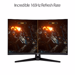 ASUS TUF Gaming 32" 1440P HDR Curved Monitor (VG32VQ1B) - QHD (2560 x 1440), 165Hz (Supports 144Hz), 1ms, Extreme Low Motion Blur, Speaker, FreeSync Premium, VESA Mountable, DisplayPort, HDMI,BLACK