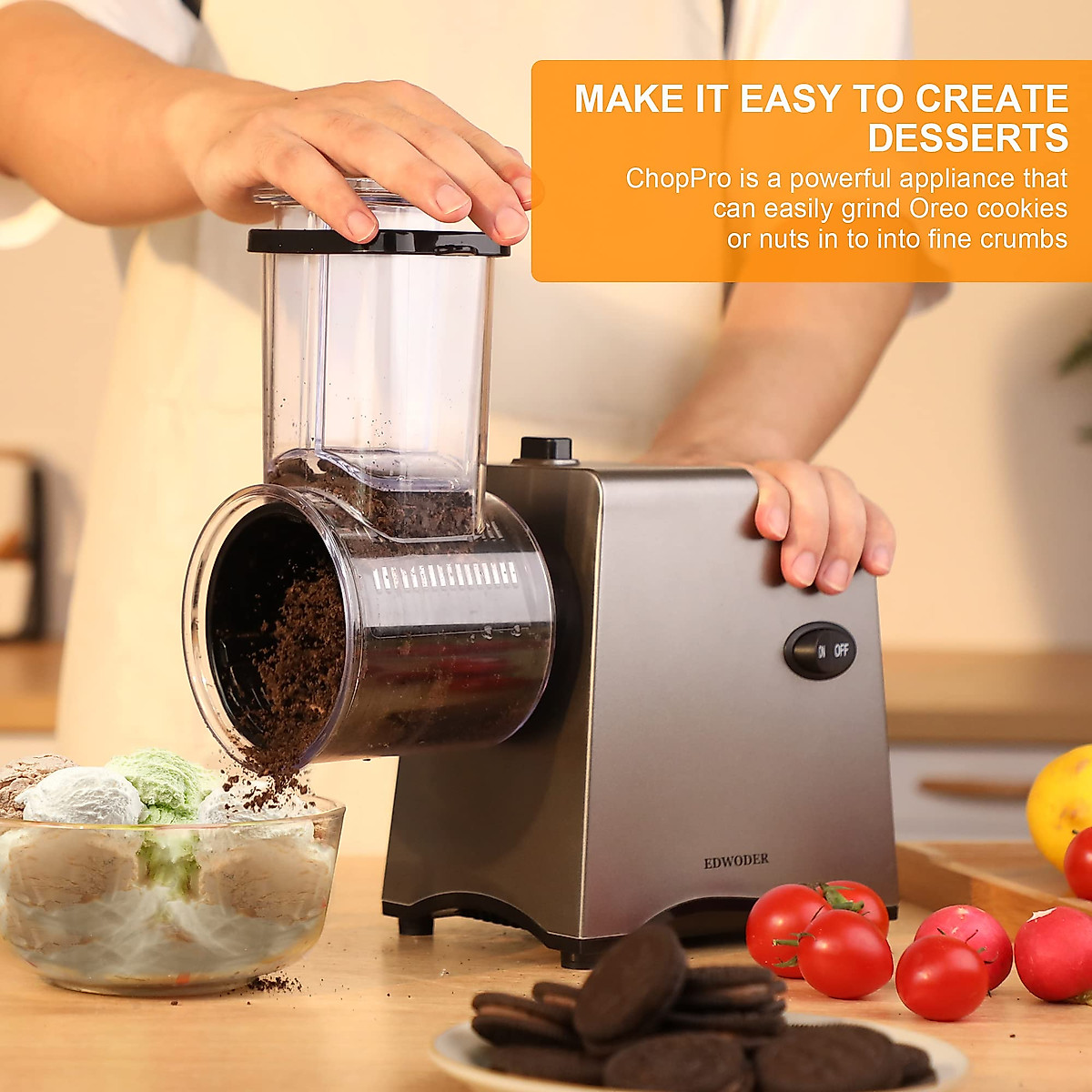 Electric Cheese Grater,250W Automatic Vegetable Chopper with 5 Attachments,Veggie Cutter Julienne Slicer Shredder for Carrot,Potato,Fruit,Block Cheese