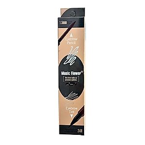 Music Flower 2 in 1 Eyebrow Pencil,Waterproof & Long Lasting Liquid Eyebrow Pen,Dual Ended Pencil Fills and Defines Brow Tint with the Precision & Definition of Microblading,Chestnut