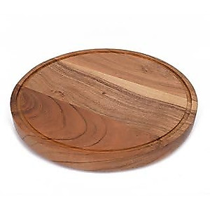 EDHAS Round Acacia Wood Cake Stand,Cake Display Server Tray for Kitchen,Birthday Parties,Weddings,Baking Gifts (12" x 12" x 1.75")