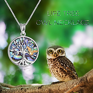Owl Necklace Gifts Sterling Silver Family Tree of Life Owl Pendant Necklace Christmas Jewelry Gifts for Women Teens Girls Mom Daughter Wife Girlfriend