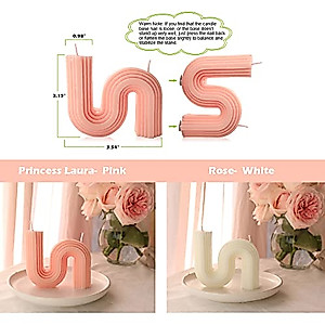 Decorative Candles Aesthetic Cool S Shaped Scented Twisted Candles White Pink Soy Wax Candles for Home Office Trendy Room Bookshelf Wall Shelves Minimalist Decor Candles (2 Pack)