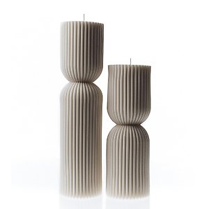 LAWA Hourglass Pillar Candle - Large Beautiful Handmade Pillar Scented Soy Wax Candle Elegant Bubble Aesthetic Candle Housewarming Gift Home Room Shelf Decor Idea White (Set of 2)