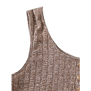 SOLY HUX Women's Button Front Ribbed Knit Tank Top and Shorts Pajama Set Sleepwear Lounge Sets Mocha Brown XL