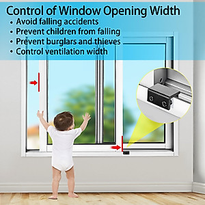 Window Locks,4 Sets Sliding Window Locks with Key for Vertical & Horizontal Sliding Windows Doors,Easv to Install,Adjustable Security Window Lock for Patio Bedroom Home and Office (Black)