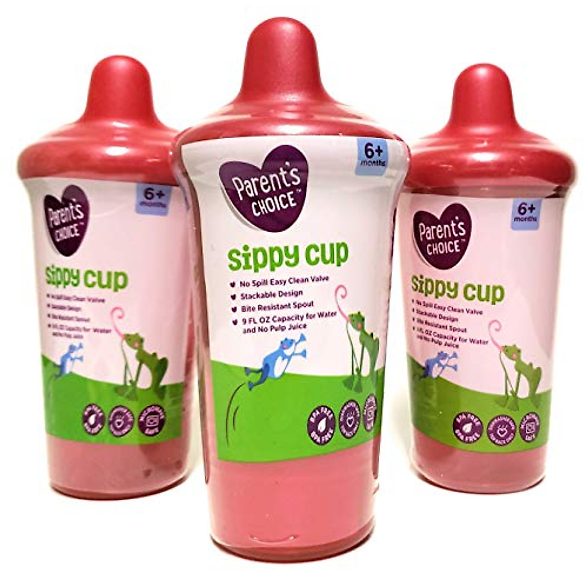 1 OM Classics Value Pack - Parents Choice Sippy Cups - 3 Piece Bundle - Red