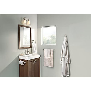 Moen Y1394BN Wellton Bath Accessory Collection, Brushed Nickel & Brushed Nickel Adjustable 44-72-Inch Tension Mounted Straight Shower Curtain Rod for Bathroom, TR1000BN