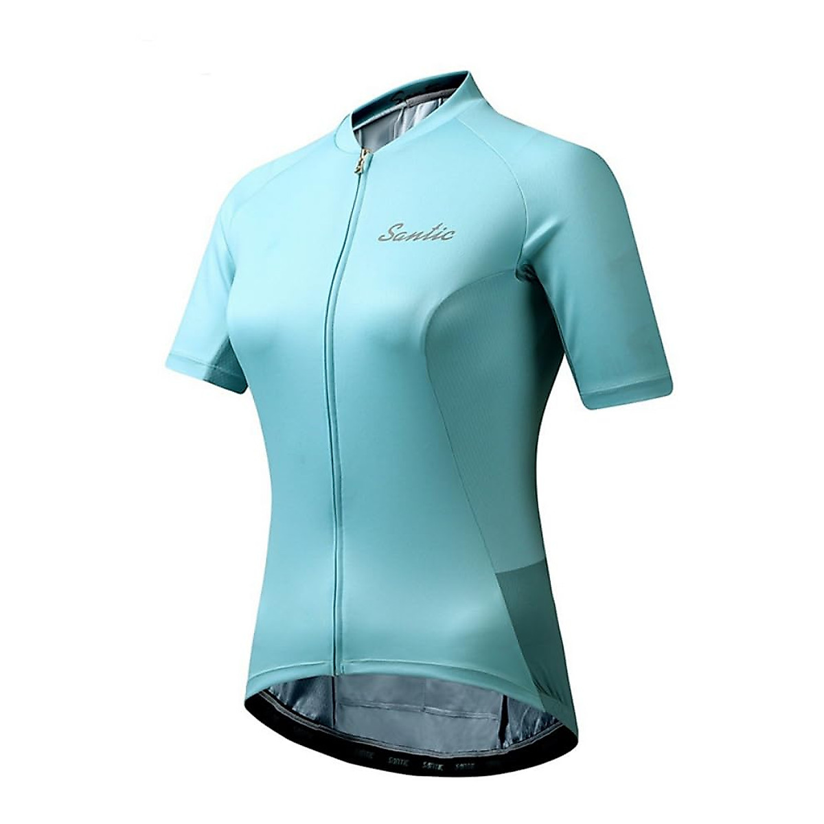 Santic Women's Cycling Jersey Short Sleeve Biking Shirt Full Zip Tops with 3 Pockets Breathable Quick Dry Blue
