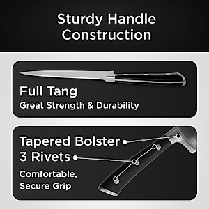 Wrenbury Professional Kitchen Knives Set of 3 German Grade - Sabatier Ultra Sharp Stainless Steel with Sharpener - Full Tang Chef Knife Set - All Purpose Utility Set