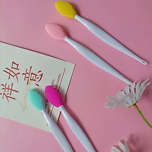 4 PCS Lip Scrub Brush,Double-Sided Silicone Exfoliating Lip Brush Exfoliating Brush for Men Wome Double-sided Soft ​Lip Brush for ​Smoother and Fuller Lip Appearance