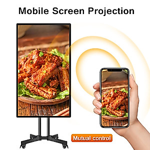 JYXOIHUB Digital Signage Displays 43 Inch Touch HD Screen Interactive Smart Board Movable Type Signage Display AD Media Player for Commercial Restaurant Display and Broadcast（Only Displays Board）