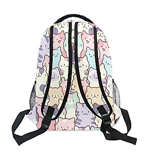 Colorful Cats Bookbag Cute Animal Pattern Schoolbag Business Laptop Roomy Backpack Bookbag for Hiking Traveling Camping