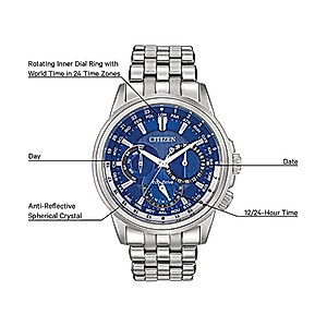Citizen Eco-Drive Classic Steel Watch - 12/24H, Day/Date, 44mm Blue Dial