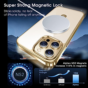 Alphex Invisible Stand Magnetic Case for iPhone 13 Pro, Official Color Match for iPhone, Compatible with MagSafe, Military Grade Shockproof Phone Cover Ring Holder Women 6.1 inch, Gold