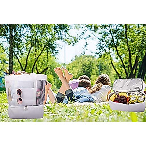 Large Mesh Beach Tote Bag with Zipper and Insulated Picnic Cooler Leak-proof for Beach Pool Outdoor Trave Gym