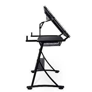 TECHTONGDA Adjustable Drafting Table Tattoo Stencil Glass Desk Artist Desk Tracing Drawing Working Station