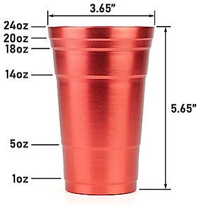 Arora Aluminum Cups, Metal Anodized Multi-Colored Blue, Red, Yellow, Purple Party Cup Set, Aluminum Cold-Drink Cup,24oz Cup Set of 4