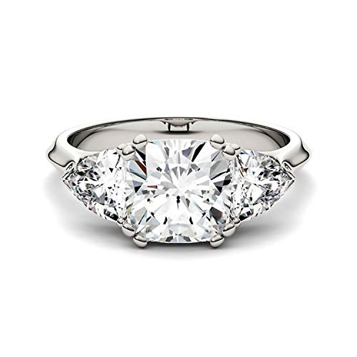 Charles & Colvard Created Moissanite 7.5mm Cushion Cut Engagement Ring for Women | 3 cttw DEW | Lab Grown | Solid 14K White Gold with Rhodium | Size 7