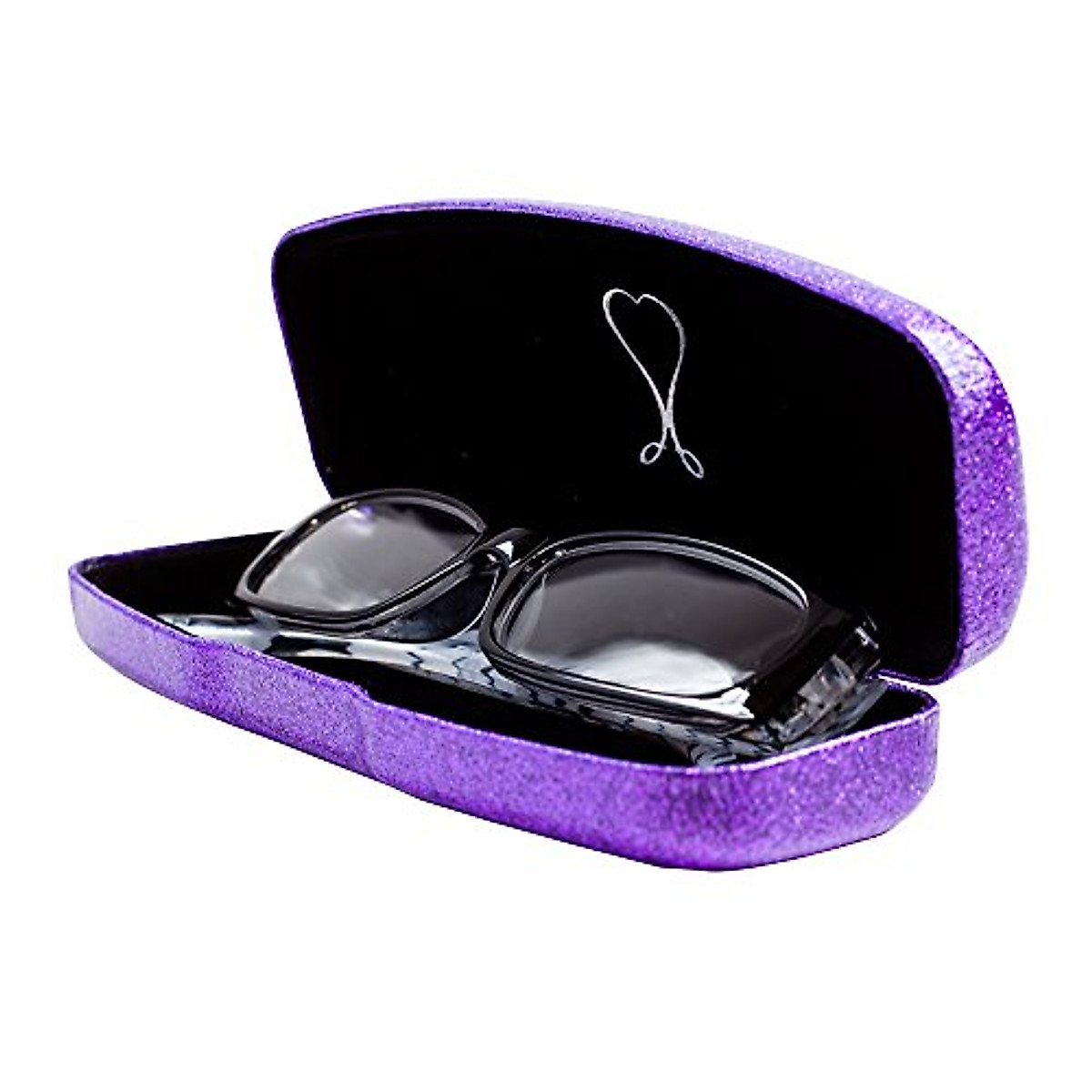 SPUNKYsoul Mystic Purple Medium Premium Fashion Women's Hard Eyeglasses Case | Smooth Glitter | Bonus Cleaning Cloth