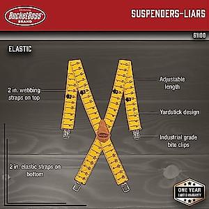 Bucket Boss - Liar’s Suspenders, Belts & Suspenders (61100), Yellow (Yardstick)