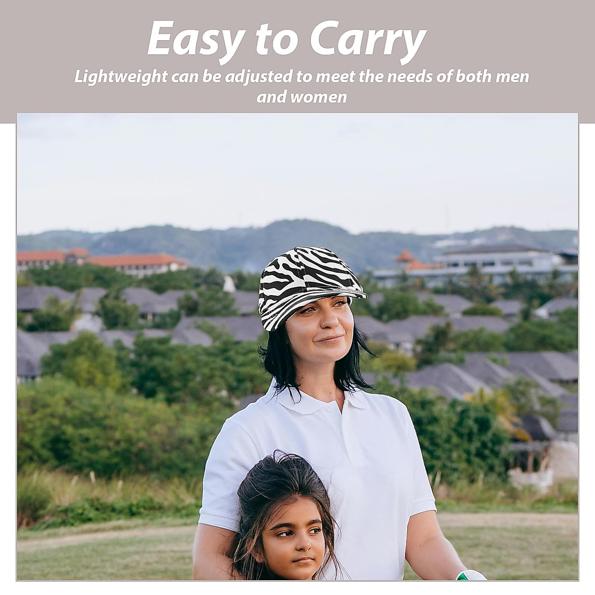 VALICLUD Cow-Stripe Baseball Cap Zebra Print Peaked Cap Cotton Linen Peaked Hat Outdoor Sun Hat for Women Girls White