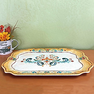 Supreme Housewares 20 Inch Melamine Serving Tray Serving Platter Rectangular Tray BPA-Free Large Tray for Charcuterie, Food, Fruit, Snack, and Dessert (Tuscany)