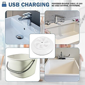 Ultrasonic Washing Machine, USB Powered Portable Turbine Washing Machine Ultrasound Turbo Washer for Traveling Camping Home College Dormitory (White)