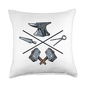 Forging Equipment Starter Kit Gifts For Beginners Anvil Hobby Legend Forging Professional Blacksmith Throw Pillow, 18x18, Multicolor