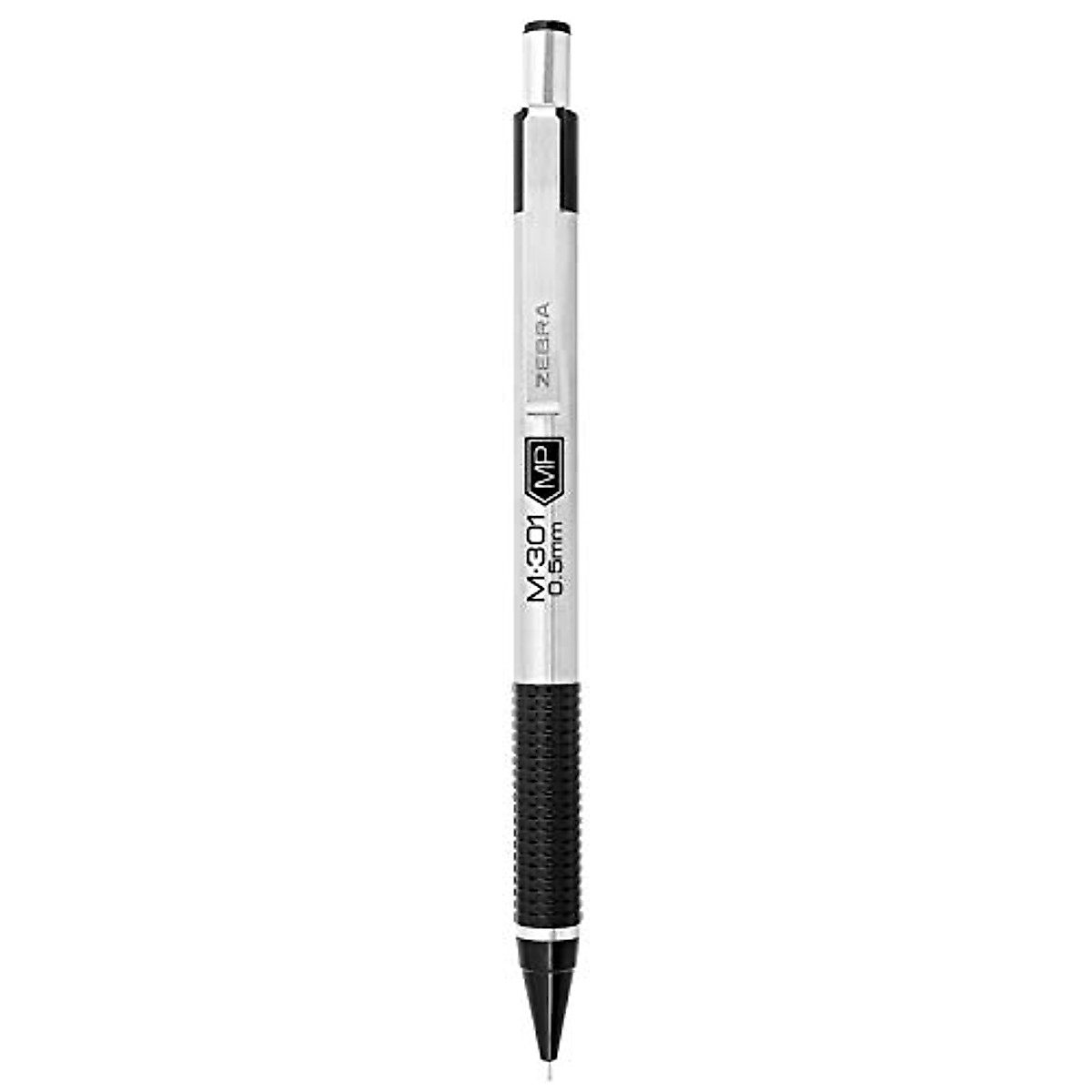 Zebra Pen M-301 Mechanical Pencil, Stainless Steel Barrel, Medium Point, 0.7mm, Black Grip, 2-Pack