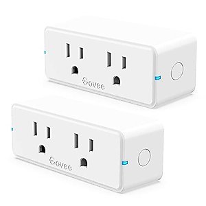 Govee Dual Smart Plug 2 Pack, 15A WiFi Bluetooth Outlet, Work with Alexa and Google Assistant, 2-in-1 Compact Design, Govee Home App Control Remotely with No Hub Required, Timer, FCC and ETL Certified