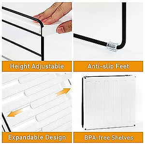 JUPELI Foil and Plastic Wrap Organizer, Expandable Kitchen Pantry Storage, Height Adjustable Cabinet Organizers and Storage, Storage Rack for Kitchen Organization, Aluminum Foil -3 Tier 9.8" to 15.6"L