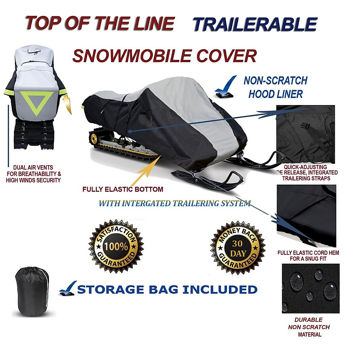 600 Denier Snowmobile trailerable Cover Compatible for The 2020-2020 Polaris Model 600 Indy SP (129 Track) snowmachine sled.