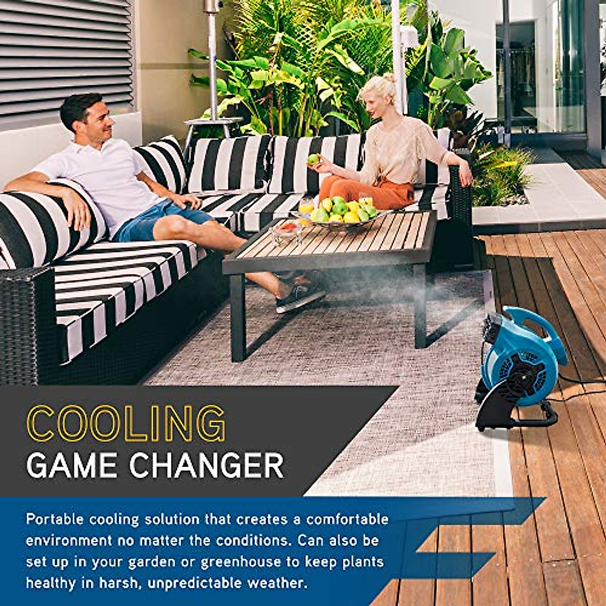 XPOWER Misting Fan FM-48, Outdoor Cooling, Heavy Duty, Powerful, High Velocity, 3-Speed, Ideal for Camping, Patios, Picnics, & More