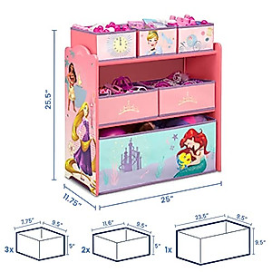 Delta Children Chair Desk with Storage Bin + Design and Store 6 Bin Toy Storage Organizer, Disney Princess (Bundle)