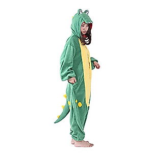 Animal Onesie Cosplay Costume Adult Hallooween Pajamas (S, Green Crorodile)
