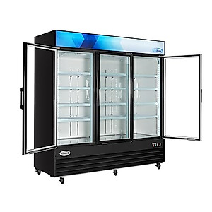 KoolMore - MDR-3GD Koolmore 78 1/4" Commercial Glass 3 Door Display Refrigerator Merchandiser - Upright Beverage Cooler with LED Lighting - 53 Cu. Ft. Black