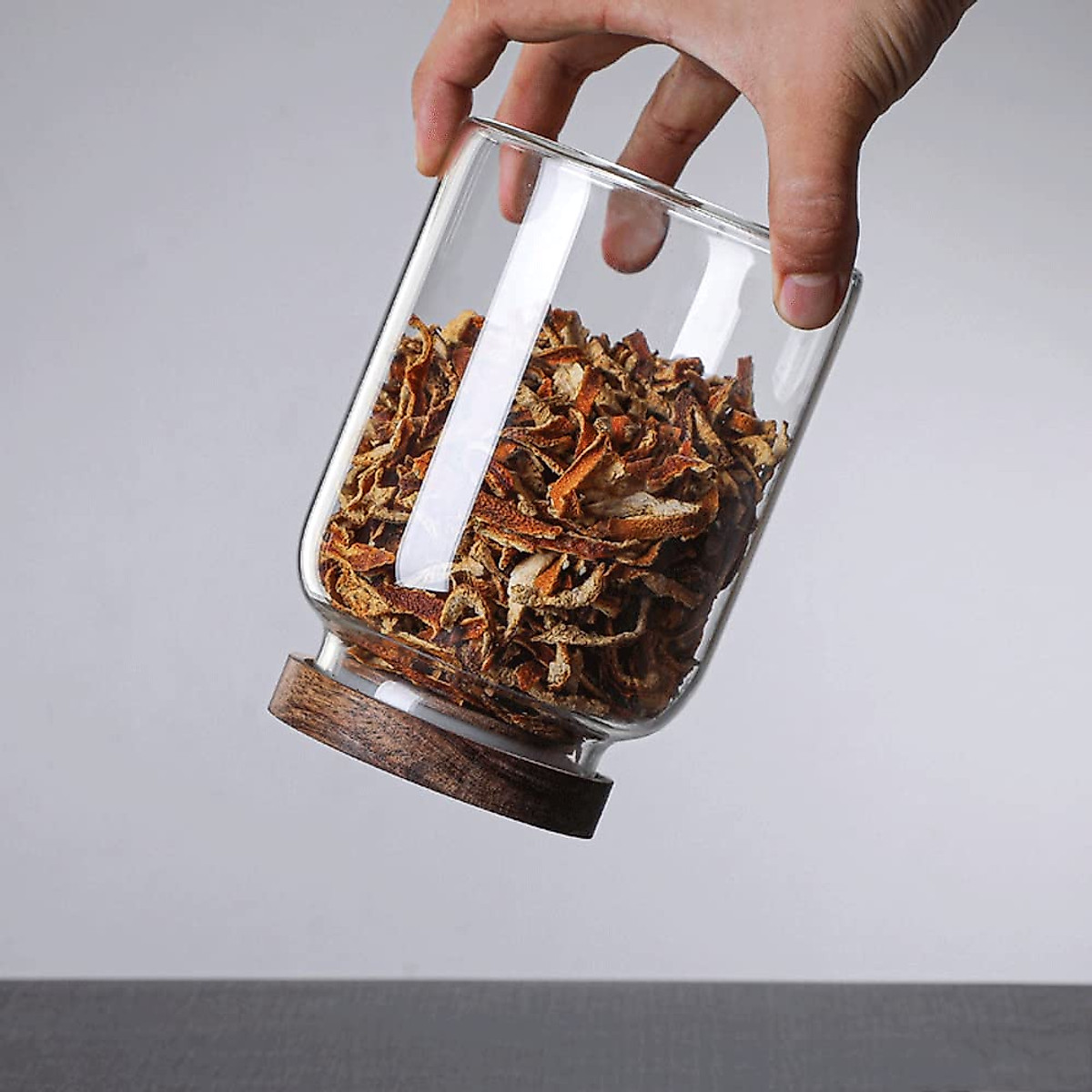 WINAKUI Large Glass Jars with Airtight Wooden Lid, Food Storage Glass Canister, Clear Cereal Storage Container for Flour, Sugar, Coffee Beans, Snack (94 FL OZ (2800ml))